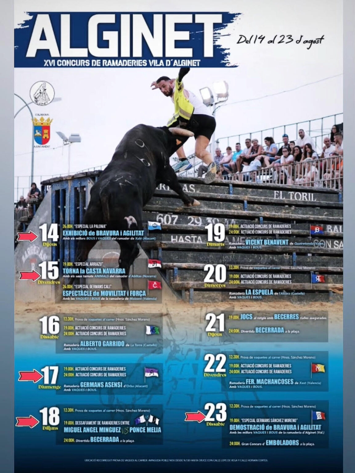 TOROS ALGINET DEL 14 AL 23 DE AGOSTO 2025 - Toros hoy