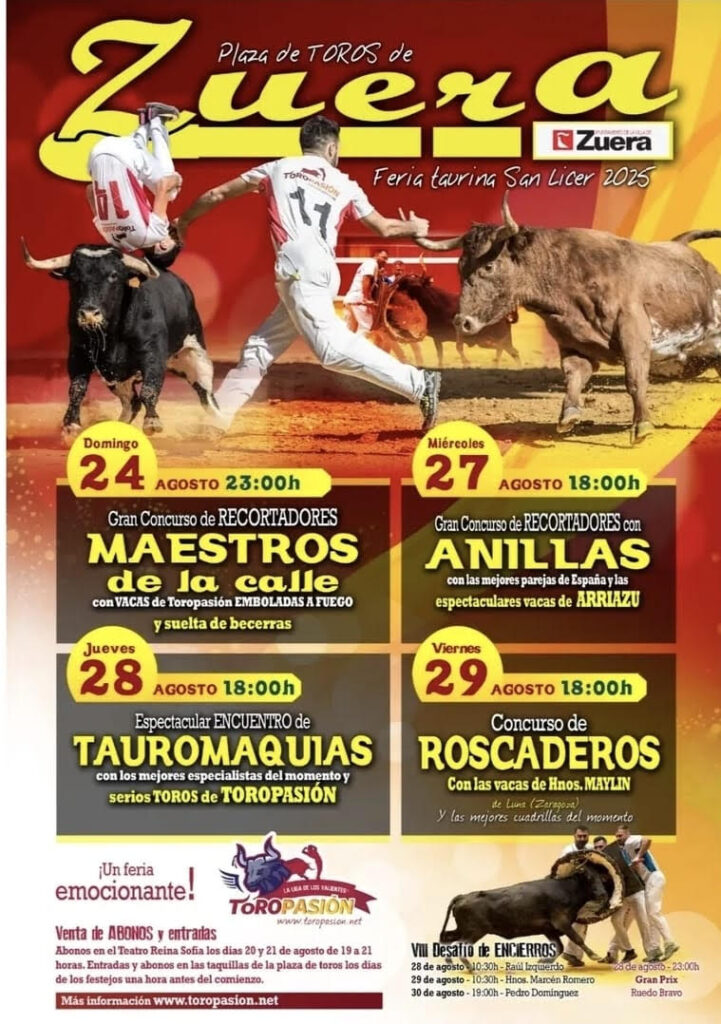 TOROS ZUERA DEL 27 AL 29 DE AGOSTO 2025 - Toros hoy